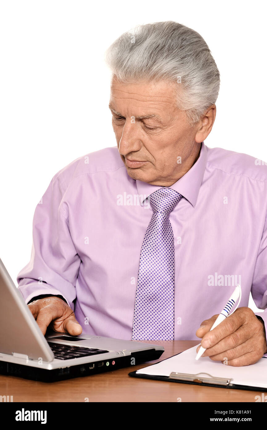 senior man using modern laptop Stock Photo - Alamy