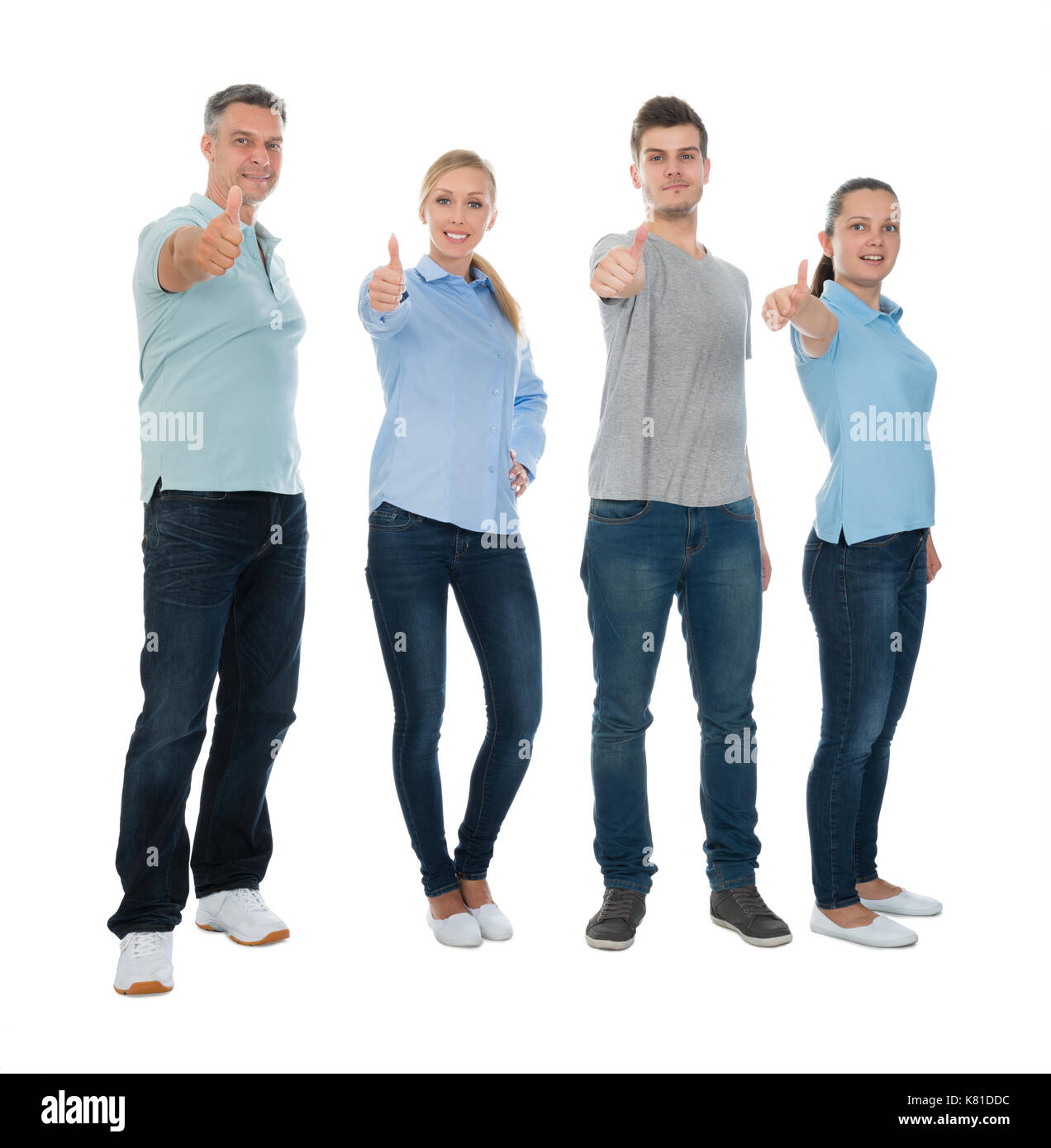 Group Of Happy People Showing Thumb Up Sign Over White Background Stock ...