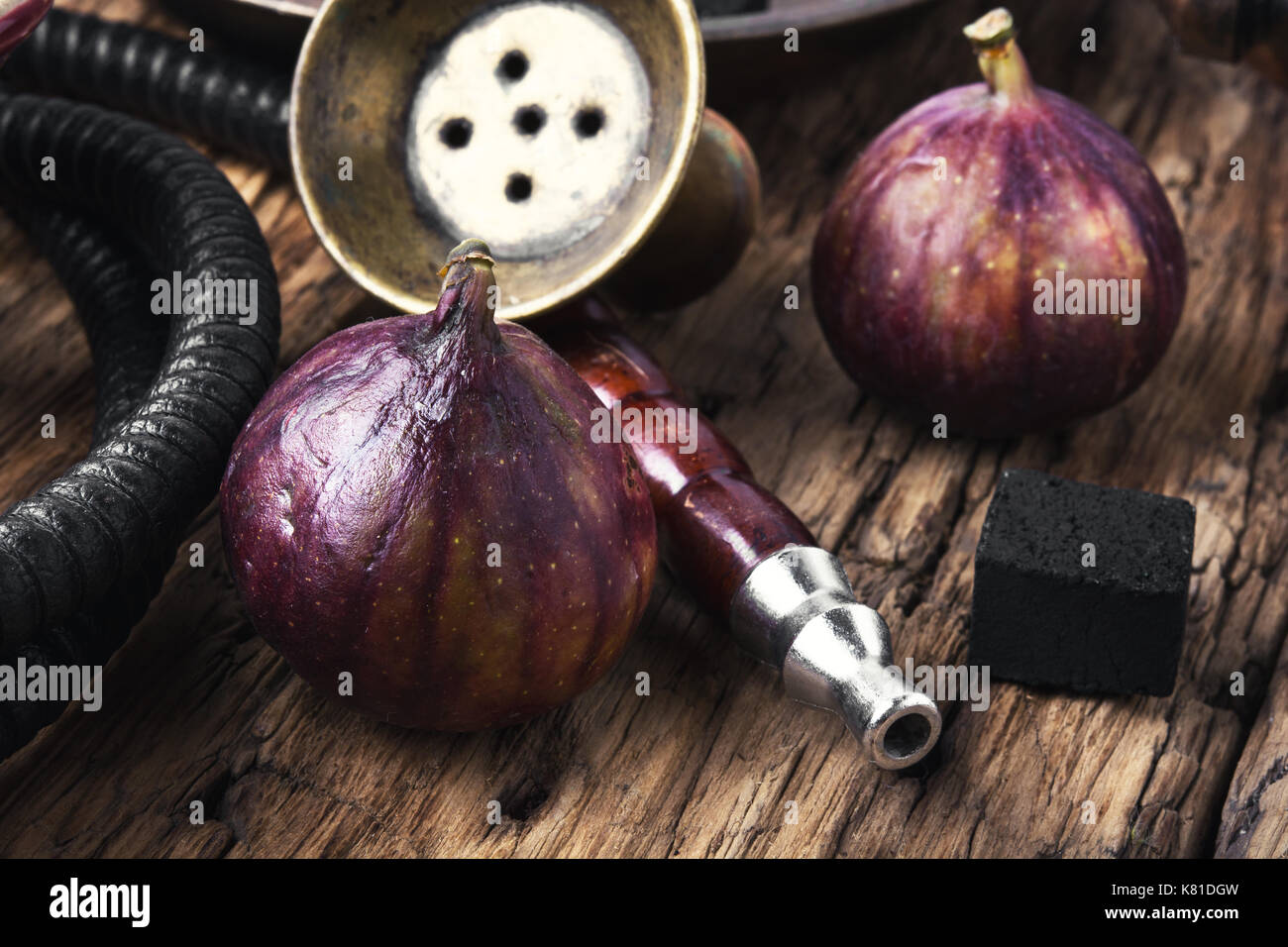 Exotic smoked shisha with tobacco with a taste of fig fruit Stock Photo ...