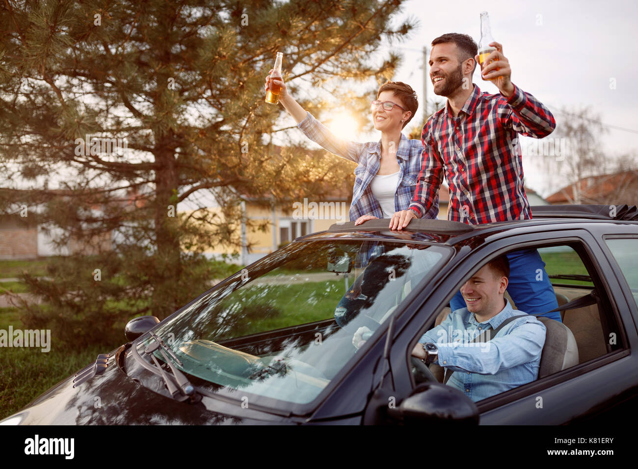 group of happy friends travel in adventures together Stock Photo - Alamy