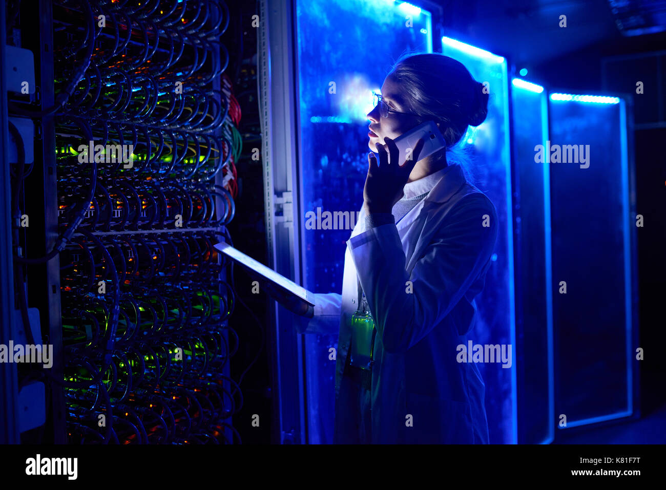 Female Scientist in Futuristic Laboratory Stock Photo - Alamy