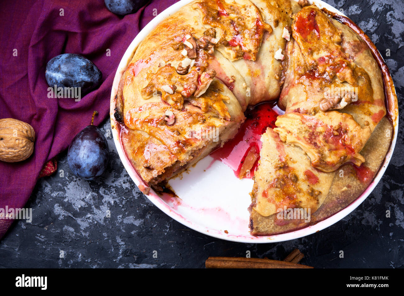 Plum food strudel pie cake homemade dessert hi-res stock photography ...