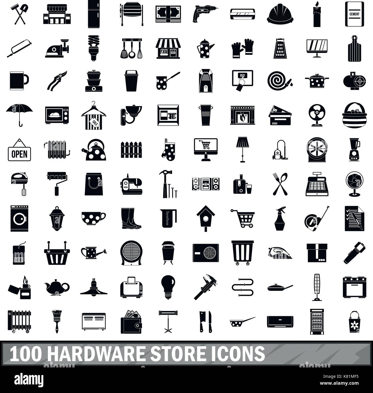 100 hardware store icons set, simple style Stock Vector Image & Art - Alamy