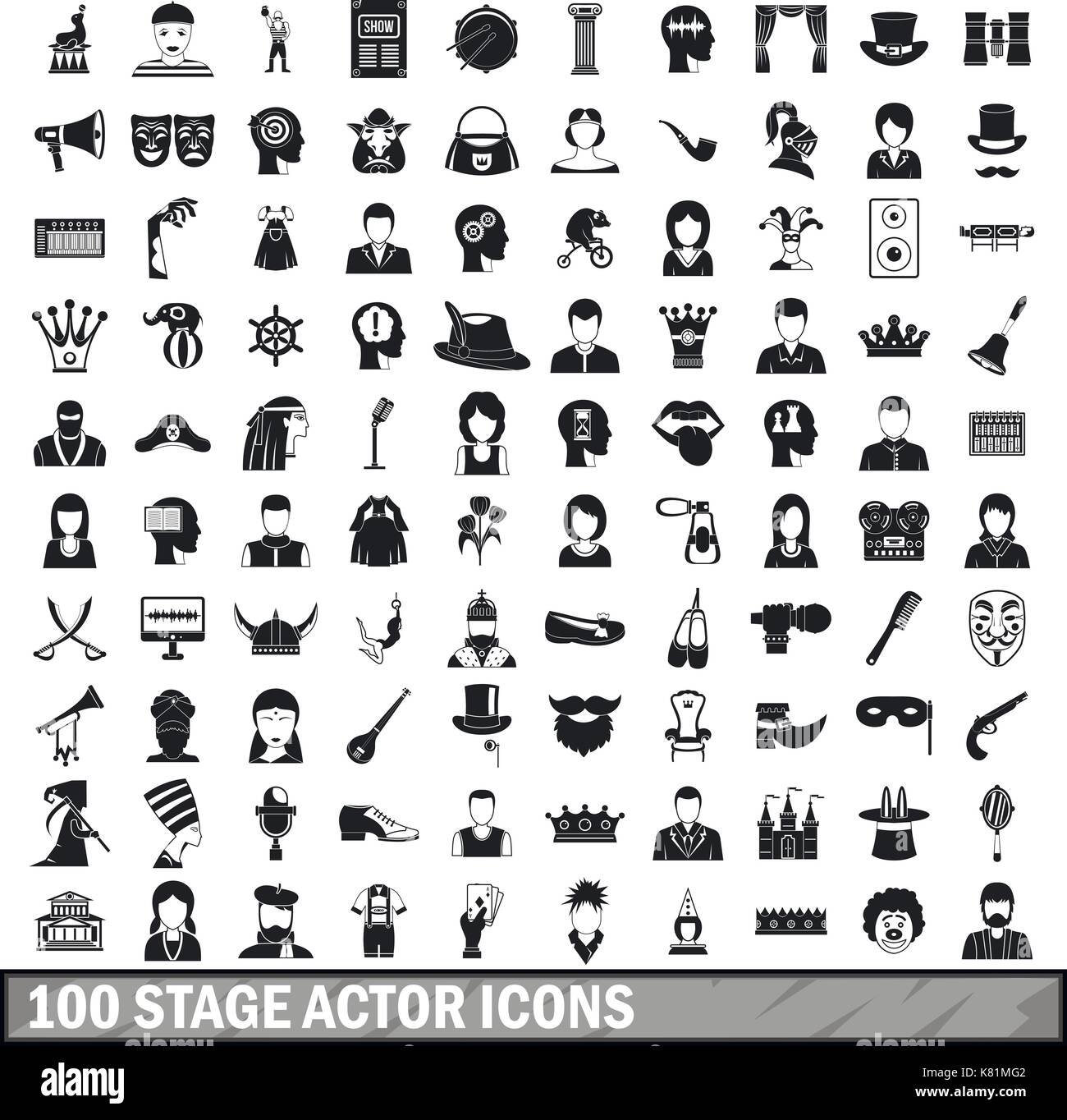100 stage actor icons set, simple style Stock Vector Image & Art - Alamy