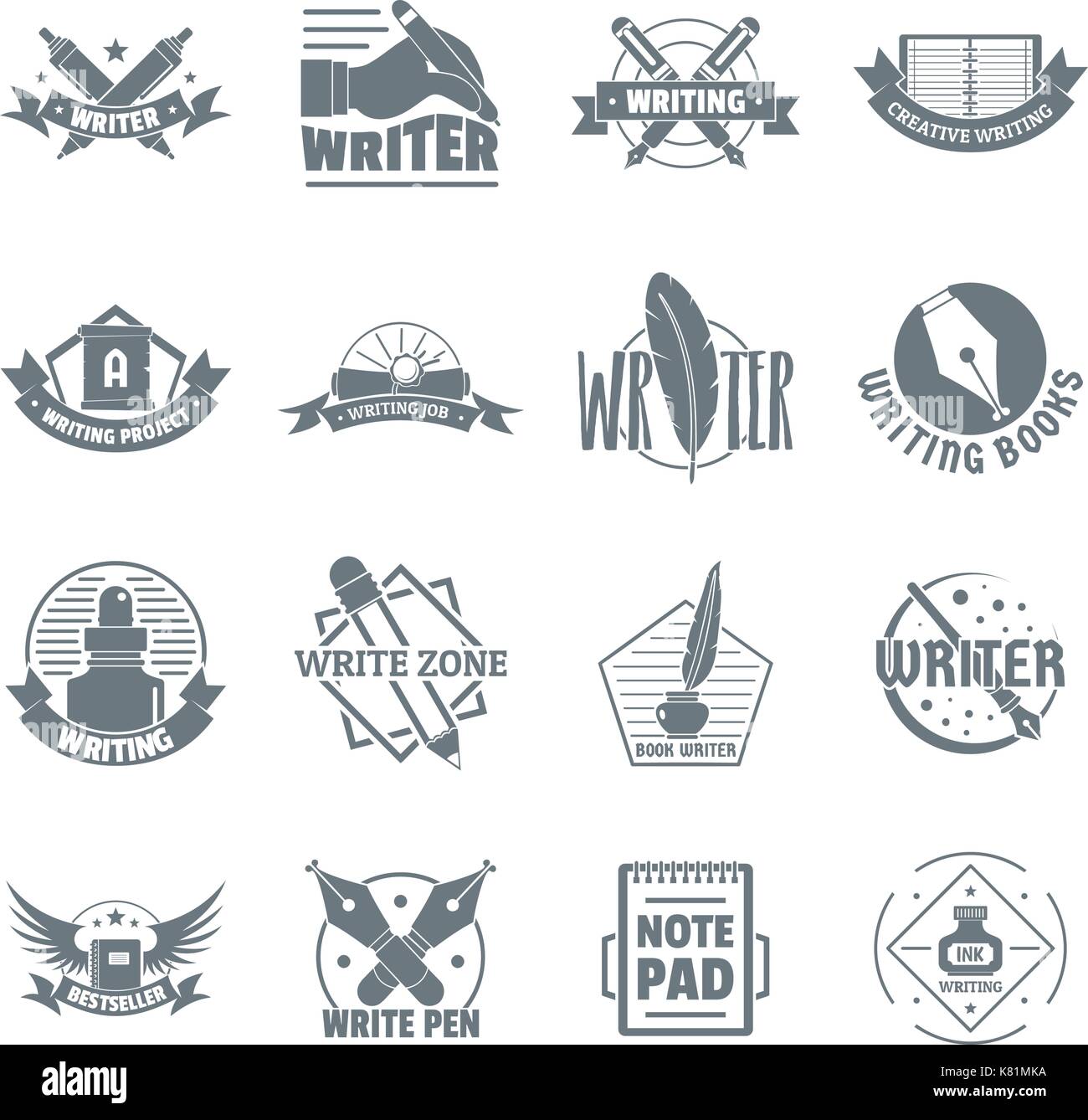 Write logo icons set, simple style Stock Vector Image & Art - Alamy