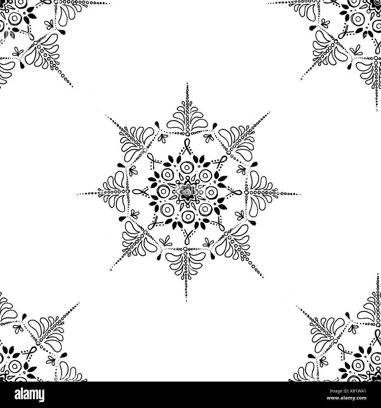 Seamless abstract snowflake background Black and White Stock Photos ...