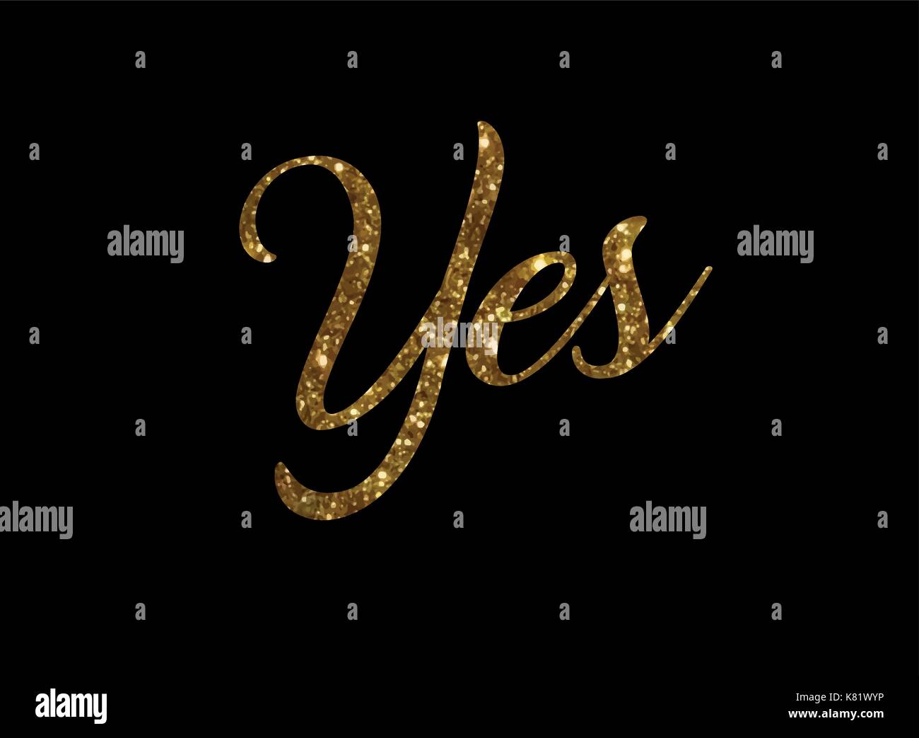 The Golden glitter of isolated hand writing word YES Stock Vector Image ...