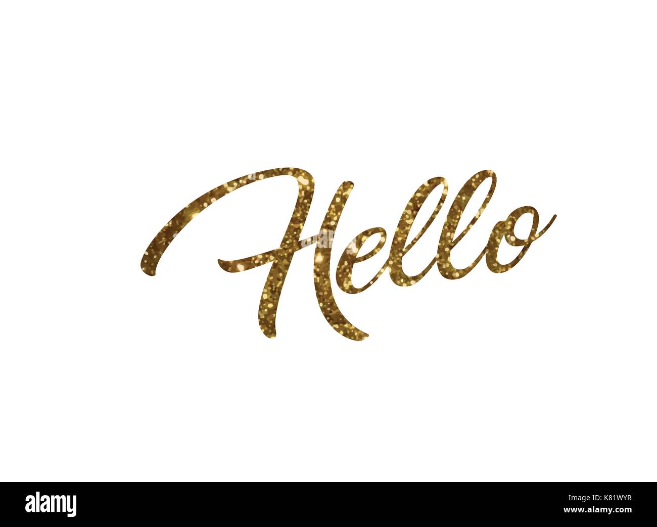 The Golden glitter of isolated hand writing word HELLO Stock Vector ...