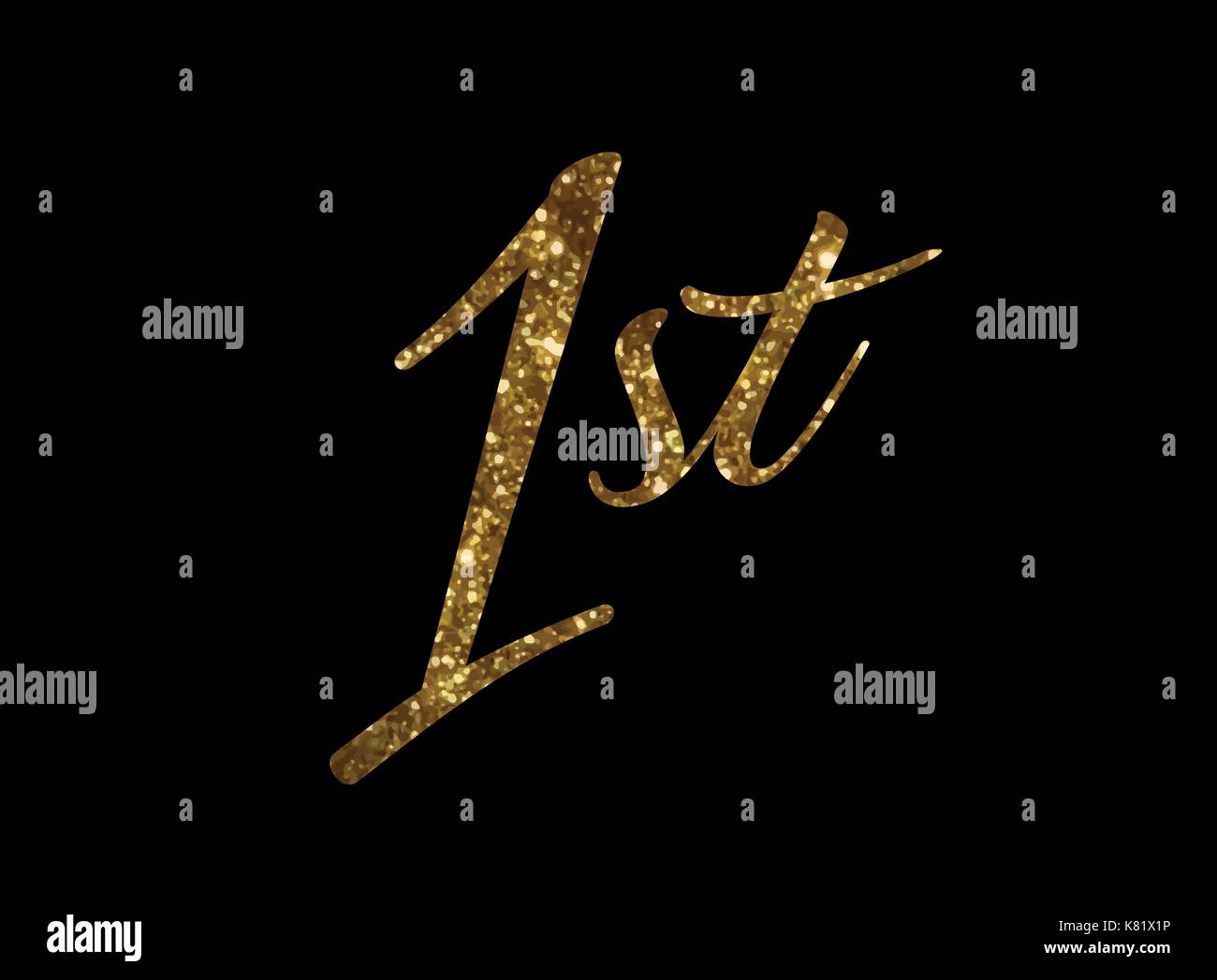 The Golden glitter of isolated hand writing word first Stock Vector ...