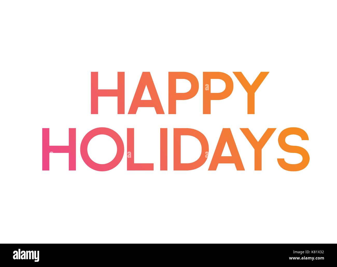 The Gradient pink to orange isolated standard font word HAPPY HOLIDAYS ...