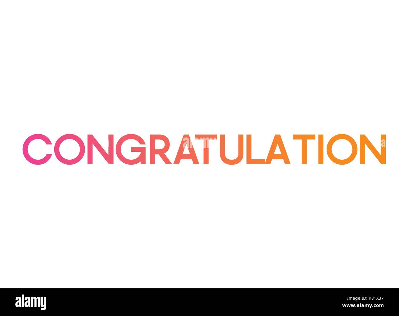 The Gradient pink to orange isolated standard font word congratulation ...