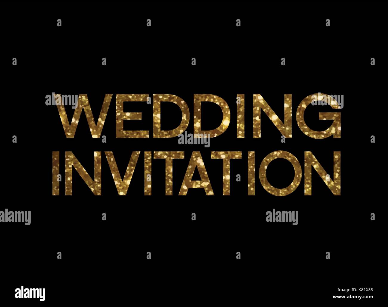 The Golden glitter isolated standard font word WEDDING INVITATION Stock ...
