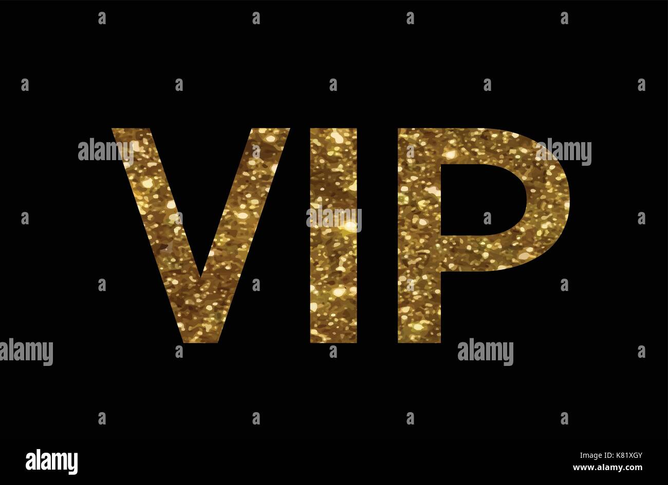 The golden glitter of isolated hand writing word VIP on white ...