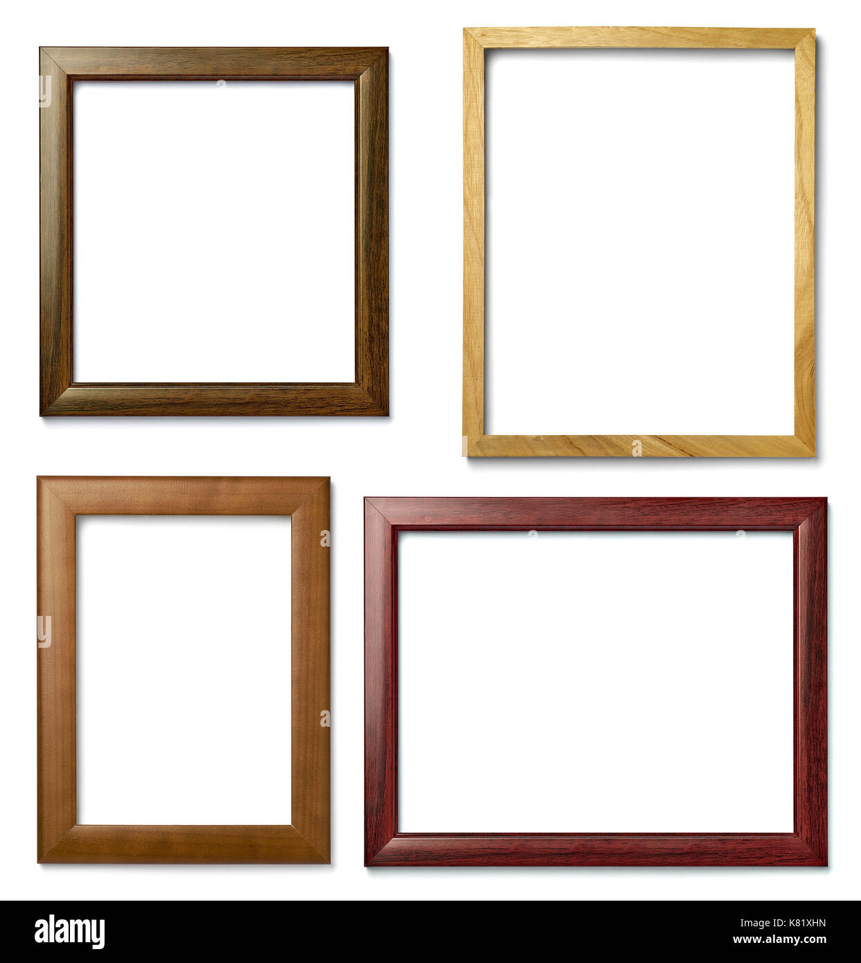 collection of various vintage wood frame on white background Stock ...