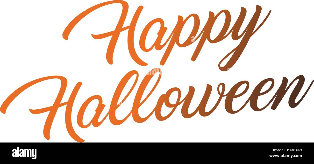 The black and orange gradient isolated hand writing word HAPPY ...