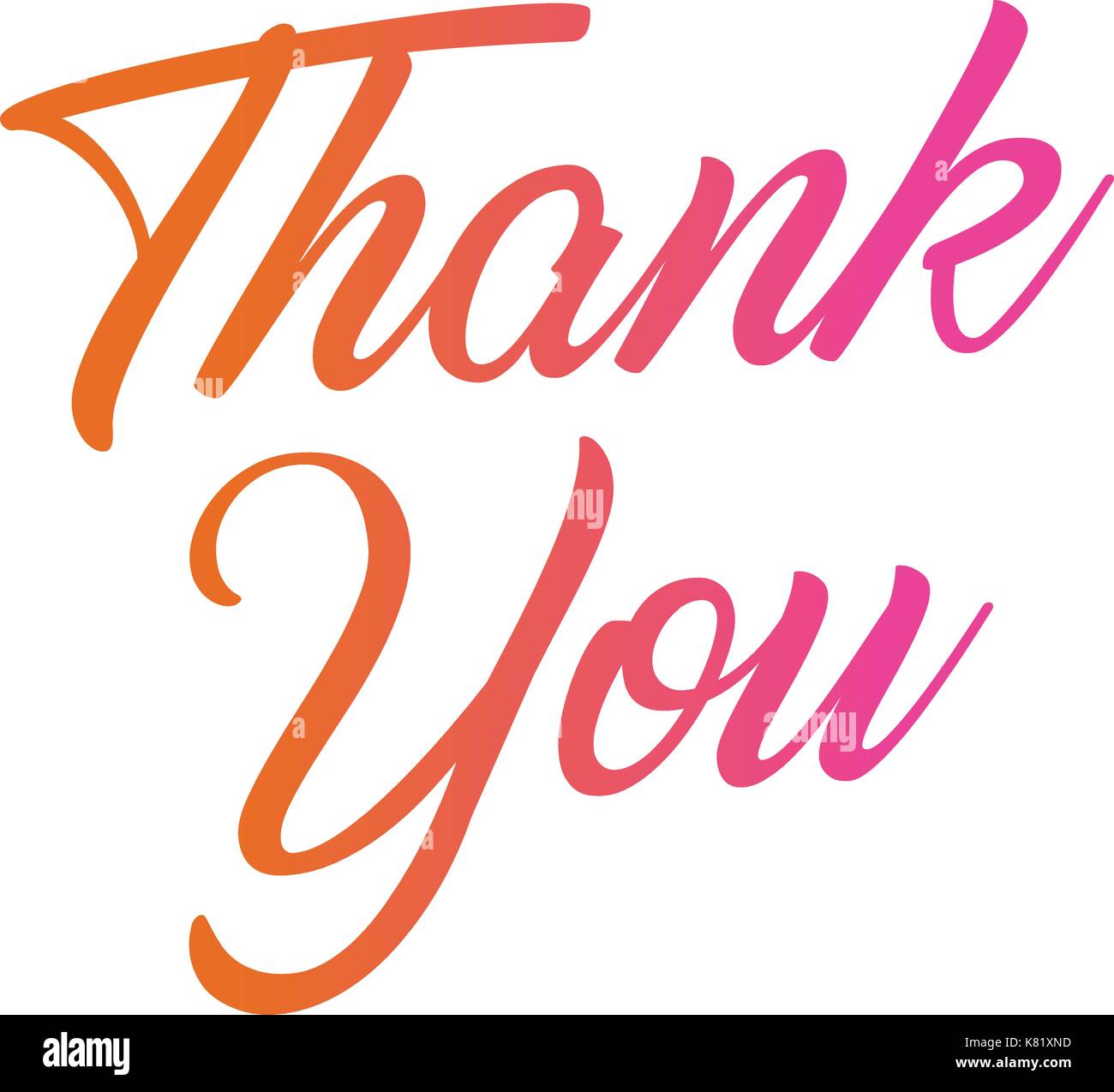 The colorful gradient isolated hand writing word THANK YOU on white ...