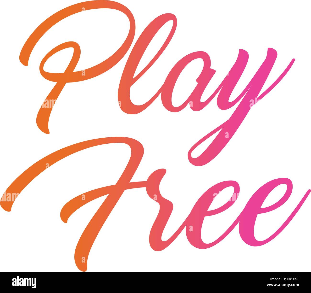 The colorful gradient isolated hand writing word PLAY FREE on white ...
