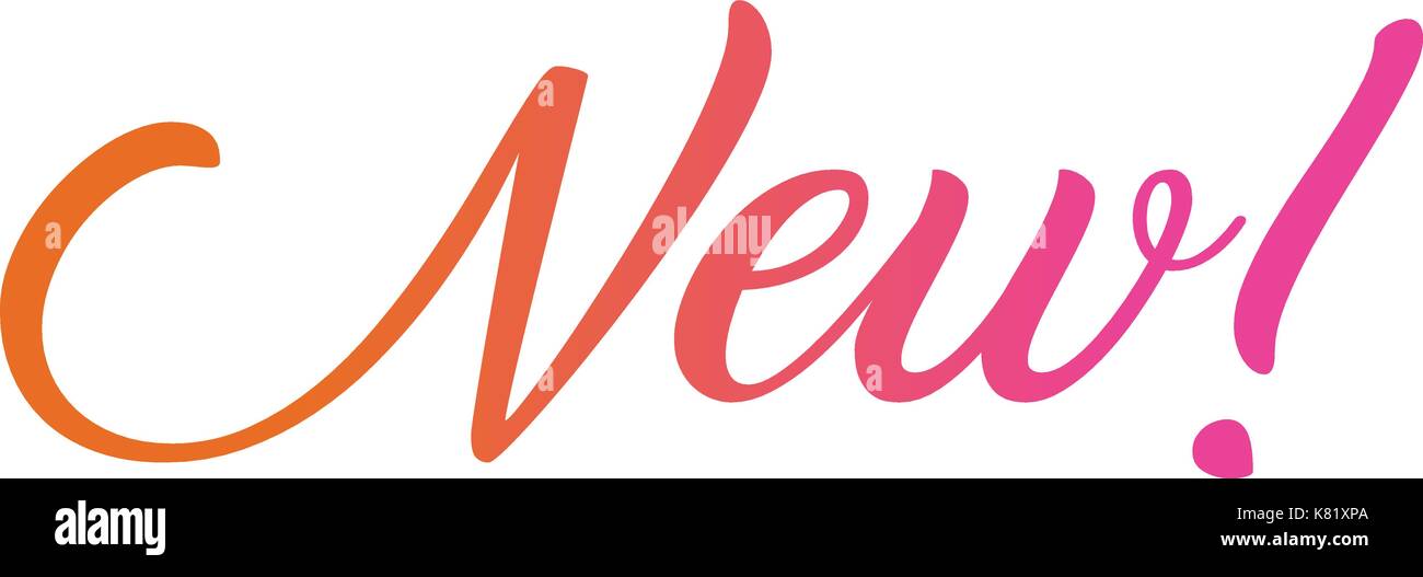The colorful gradient isolated hand writing word NEW on white ...