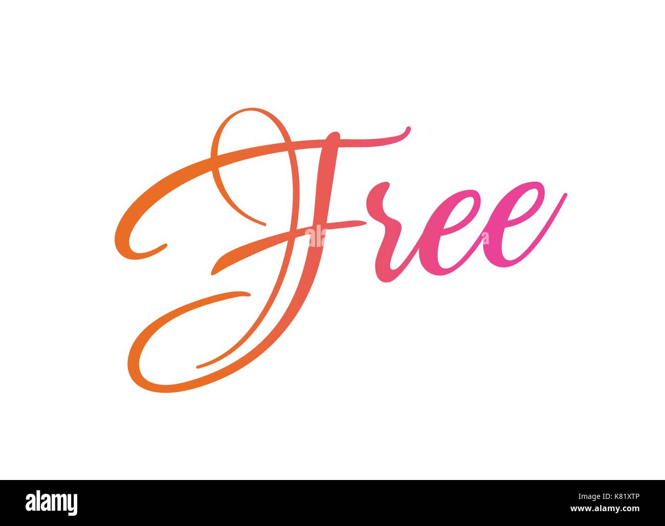 The colorful gradientisolated hand writing word FREE on white ...