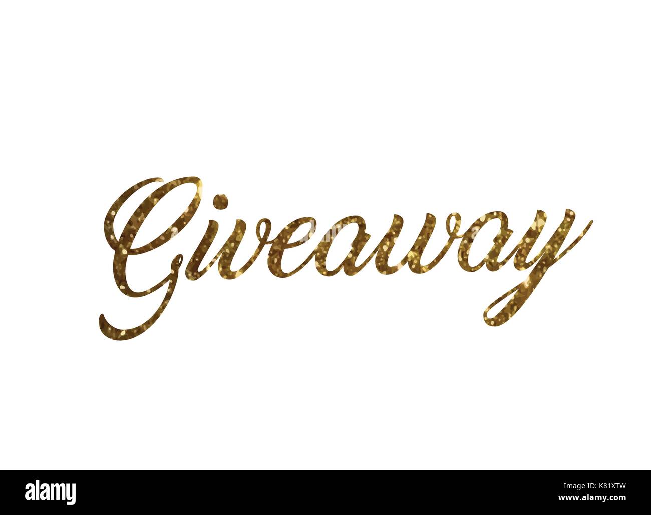 The golden glitter of isolated hand writing word GIVEAWAY on white ...
