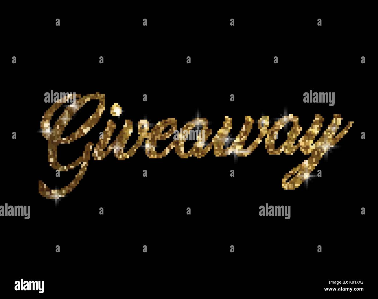 The golden glitter of isolated hand writing word GIVEAWAY on black ...