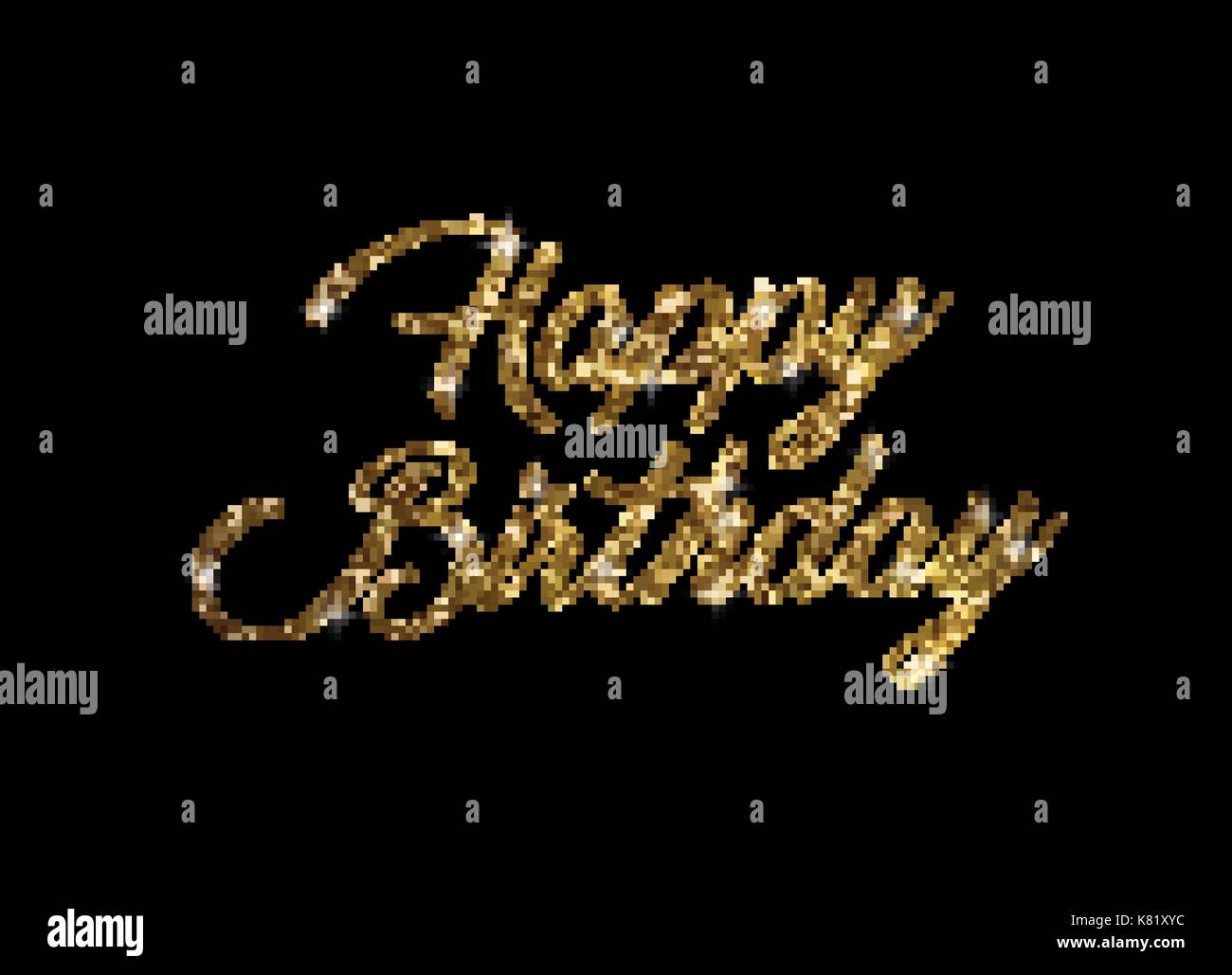 The golden glitter of isolated hand writing word HAPPY BIRTHDAY on ...