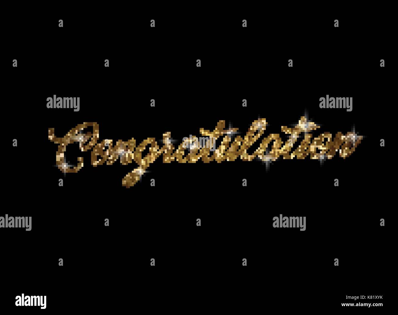 The golden glitter of isolated hand writing word CONGRATULATION on ...