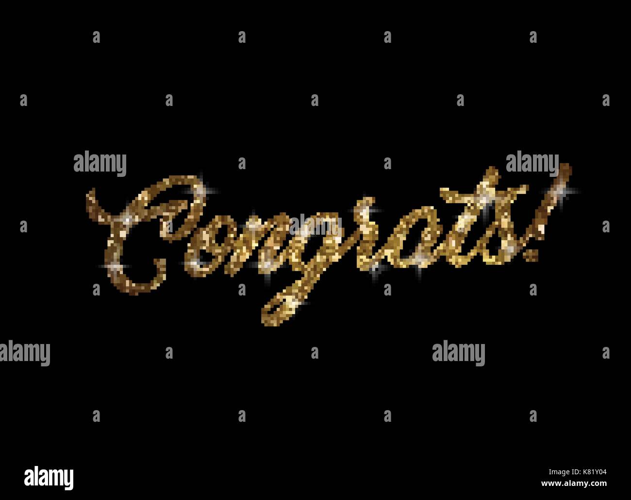 The golden glitter of isolated hand writing word CONGRATS on black ...