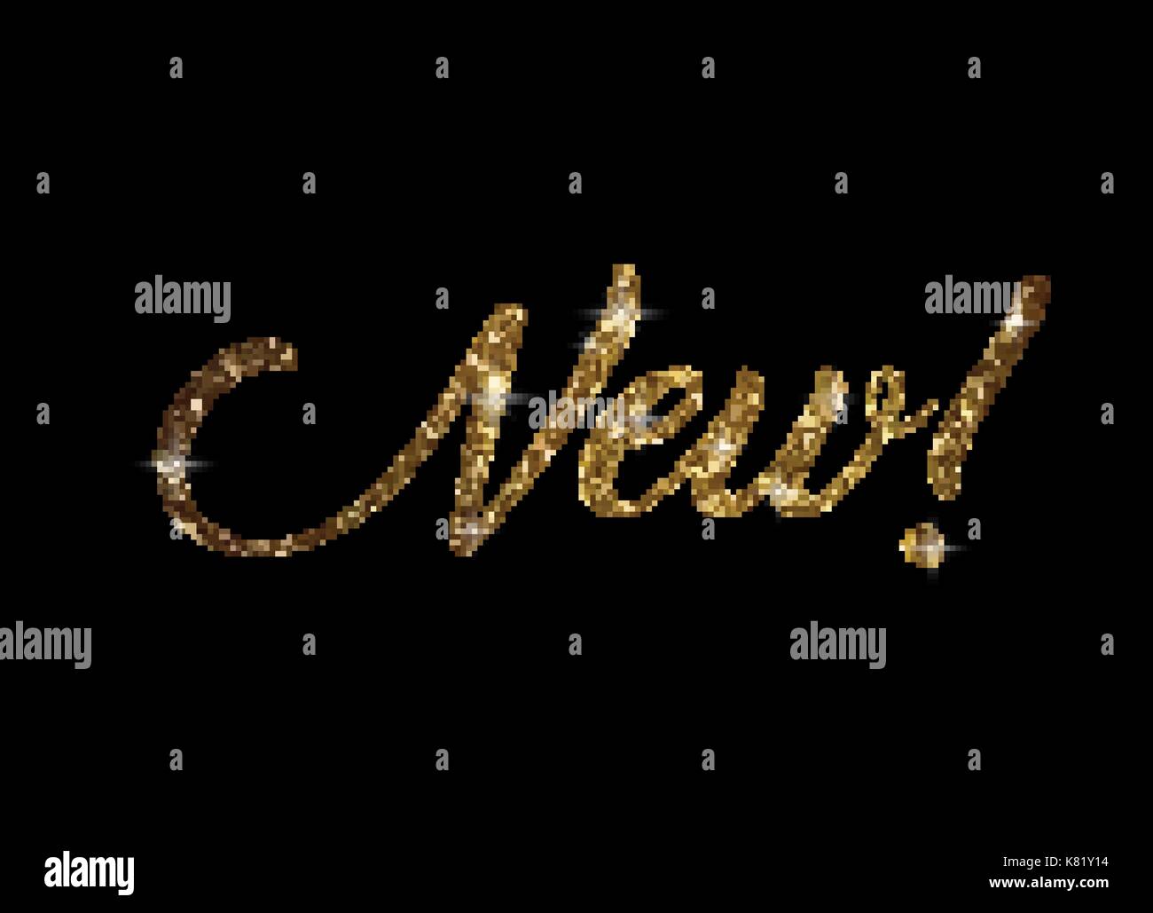 The golden glitter of isolated hand writing word NEW on black ...