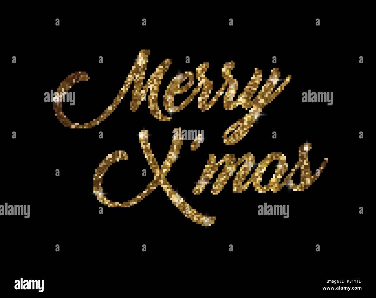The golden glitter of isolated hand writing word Merry Christmas on ...