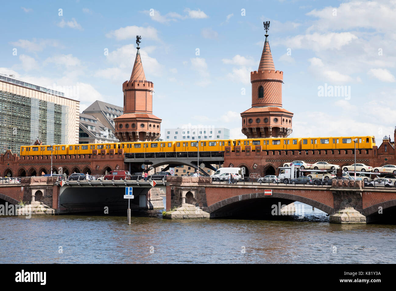 Underground train across Oberbaum Bridge, Berlin, Germany Stock Photo ...