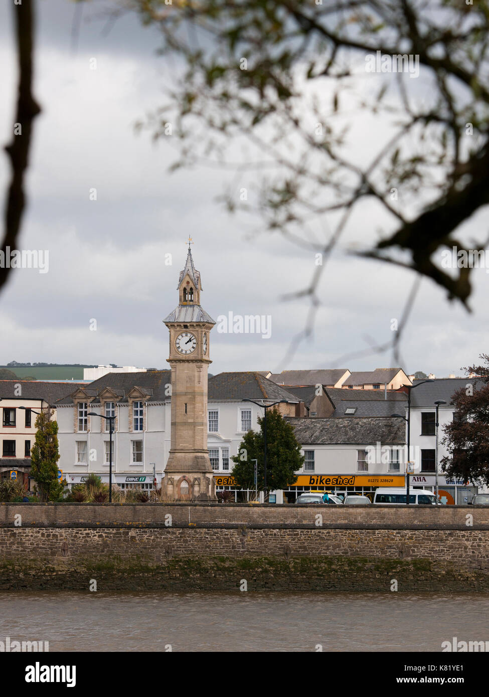 Prince Albert Memorial Clock, in Barnstaple, Devon, UK, viewed from ...