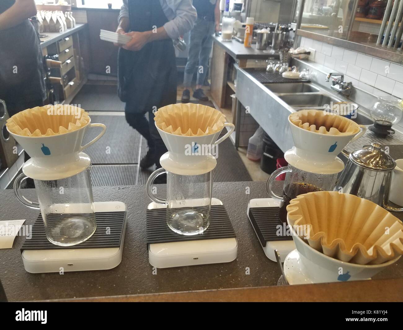 Los Angeles, SEP 17: Fresh drip coffee and interior view of The famous ...