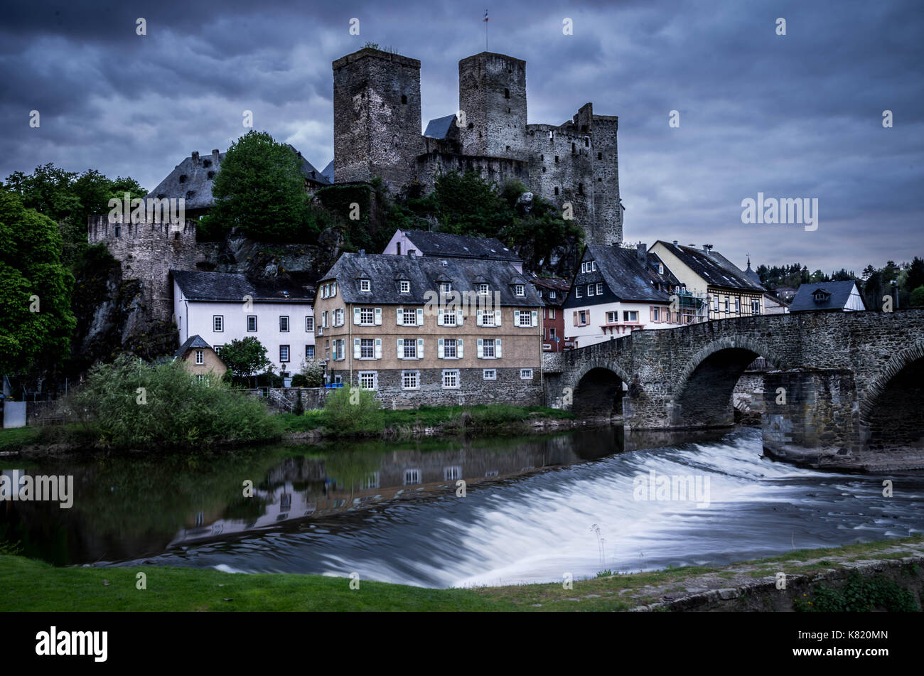 Runkel, Germany - April 23 2017: Burg Runkel during sunset with ...
