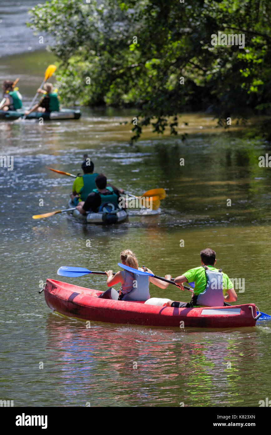 Adventure in a canoe by the river Stock Photo - Alamy