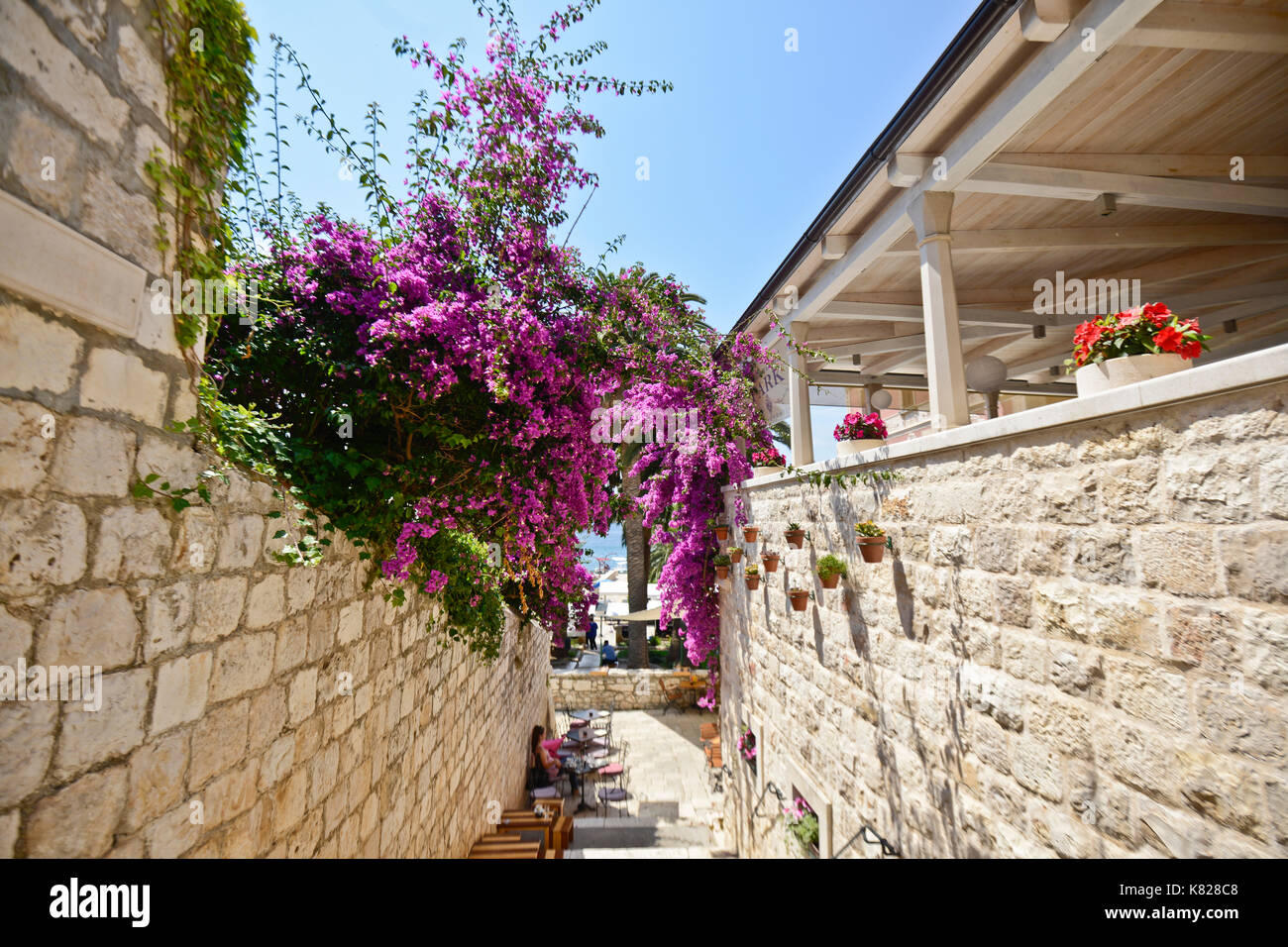 Hvar old town - street view. Croatia Stock Photo - Alamy