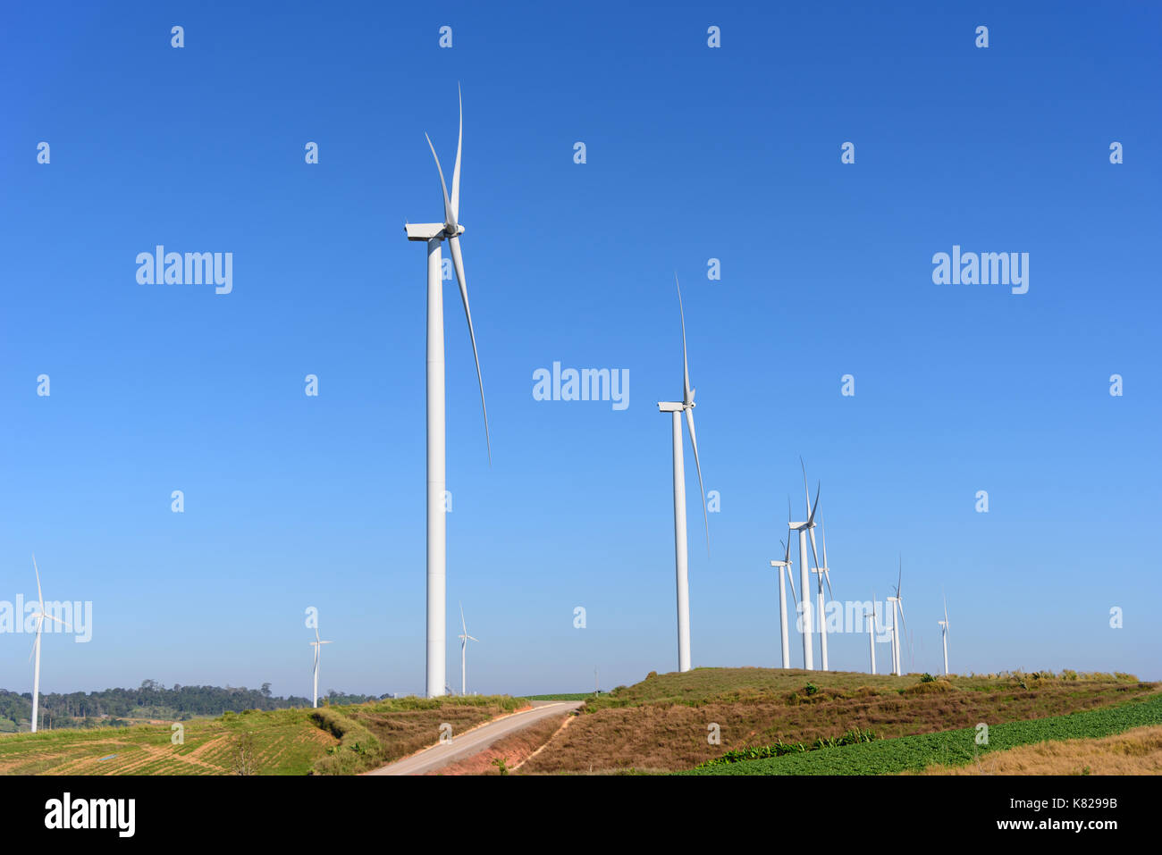 white wind turbine on the mountain Stock Photo - Alamy