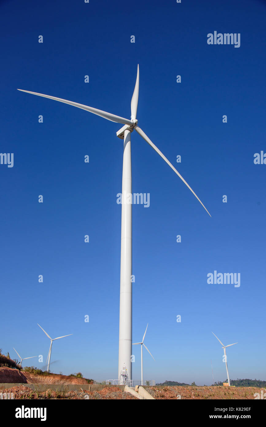 white wind turbine on the mountain Stock Photo - Alamy