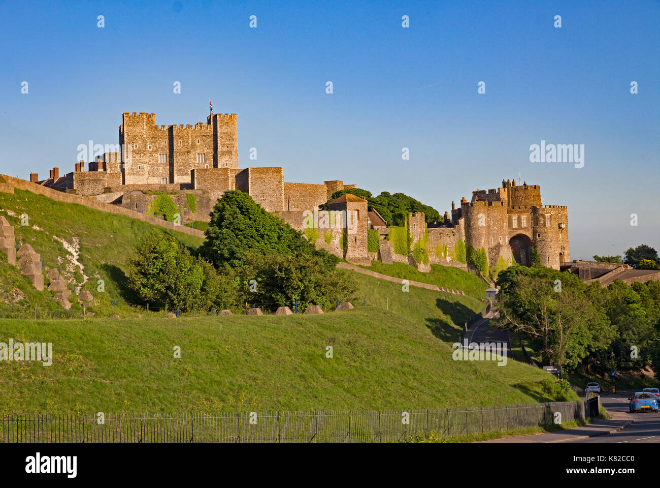 Dover Castle, a 12th century fortification towering over the town and ...