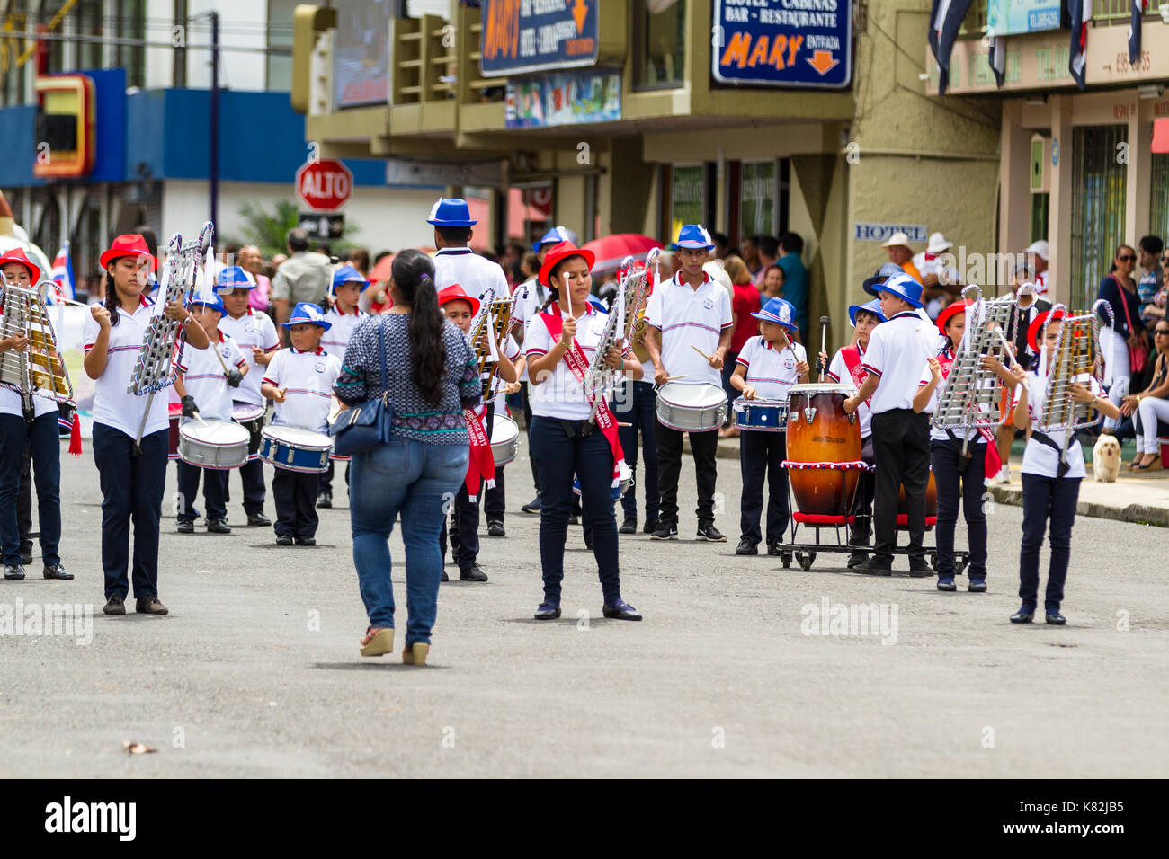 Tilaran, Costa Rica - September 15 : School children marching in the ...