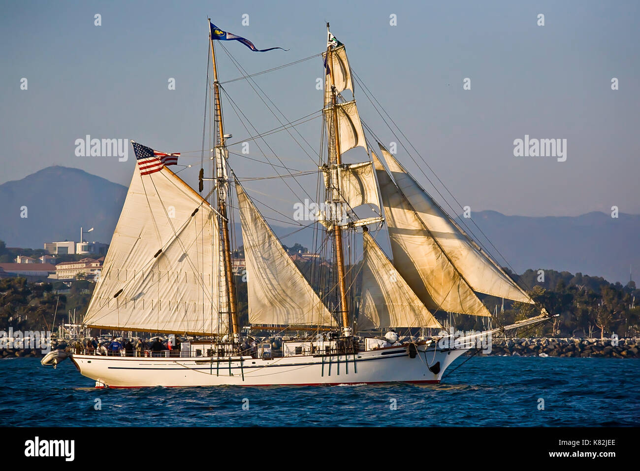 Tall Ship Irving Johnson off Dana Point Harbor, CA US. It was purpose ...