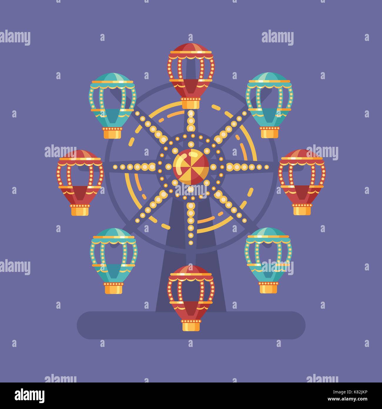 Funfair carnival flat illustration. Amusement park illustration with a ...