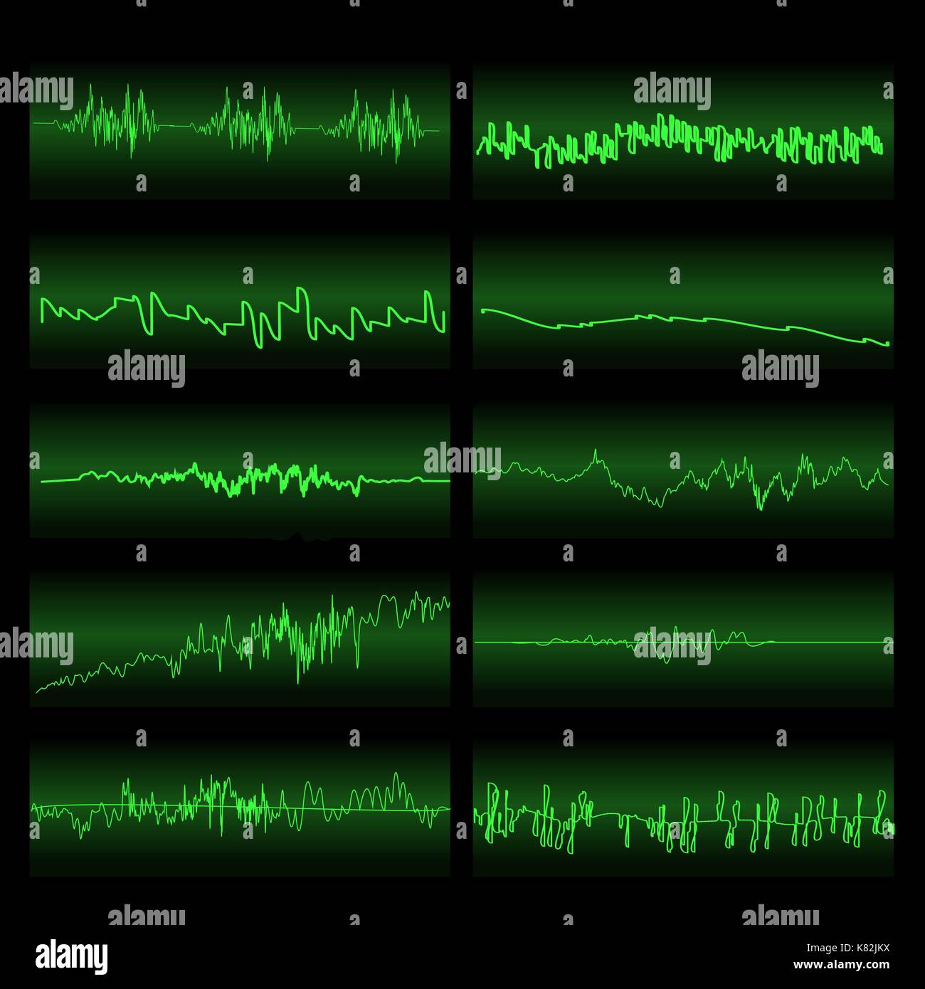 Green Sound Waves Set. Screen of Equalizer Stock Vector Image & Art - Alamy