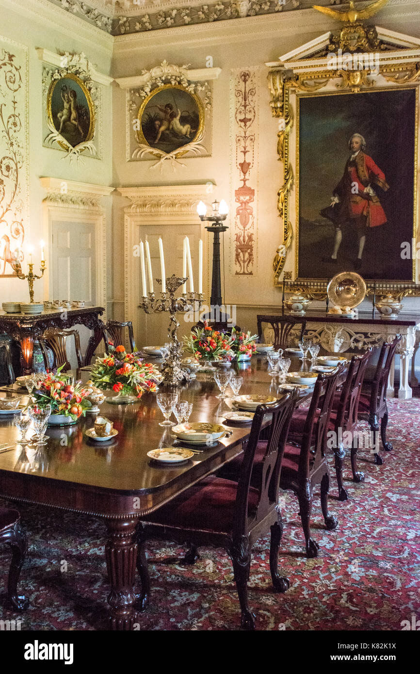 Regal dining room in English stately home, Yorkshire, England Stock ...