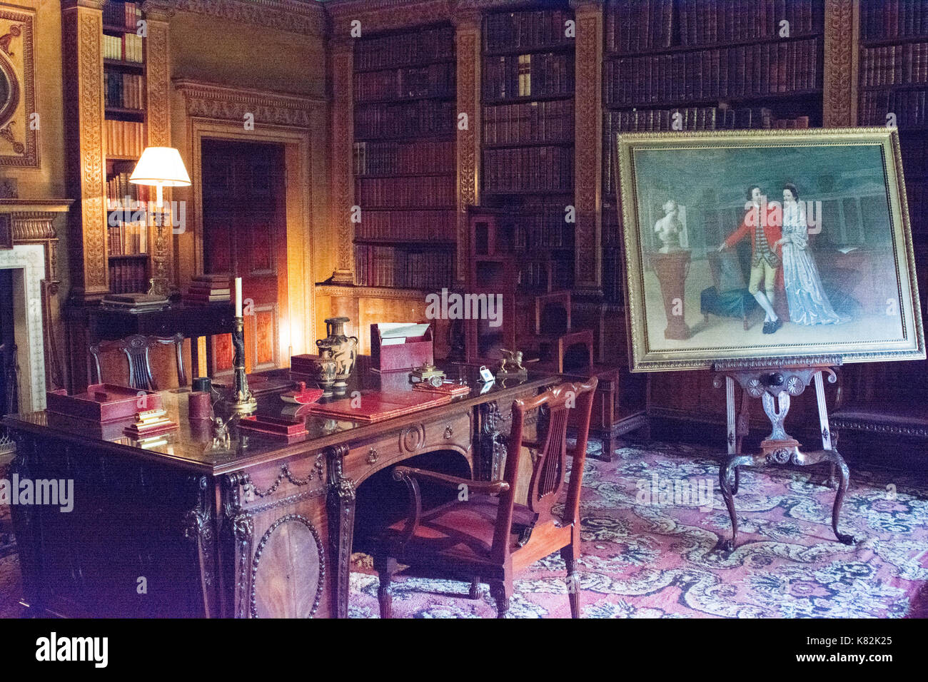 Office and library in stately home, England Stock Photo - Alamy