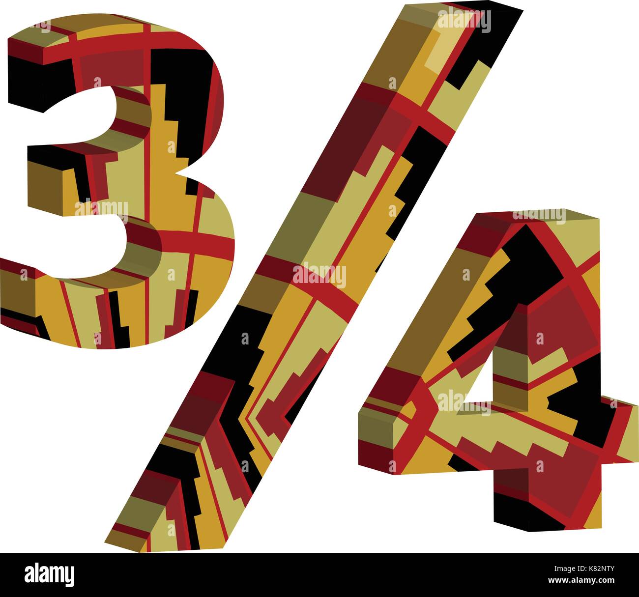 Colorful three-dimensional 3/4 Symbol Stock Vector Image & Art - Alamy