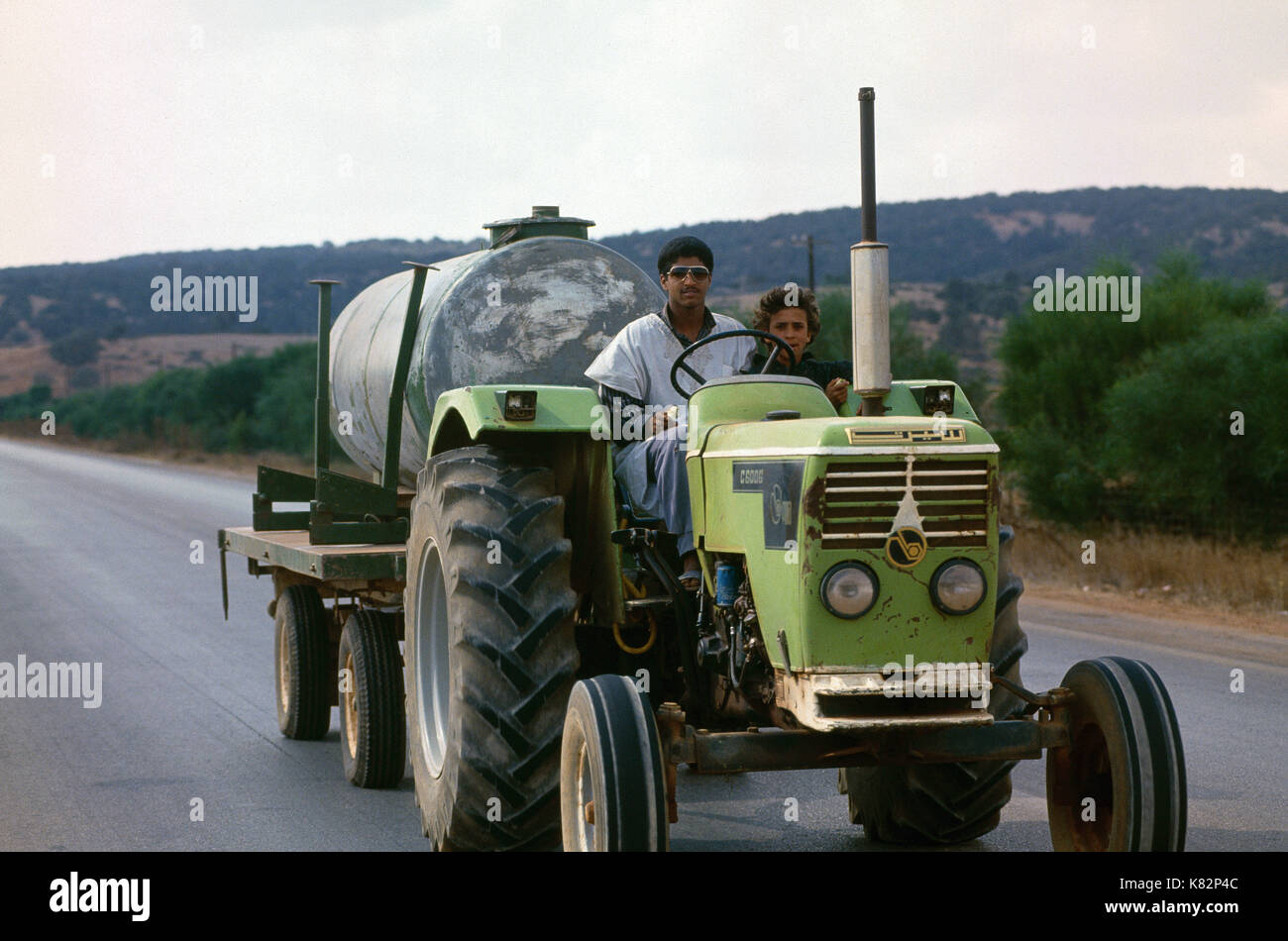farmer on his tractor north central coast of libya --The fertile soils ...