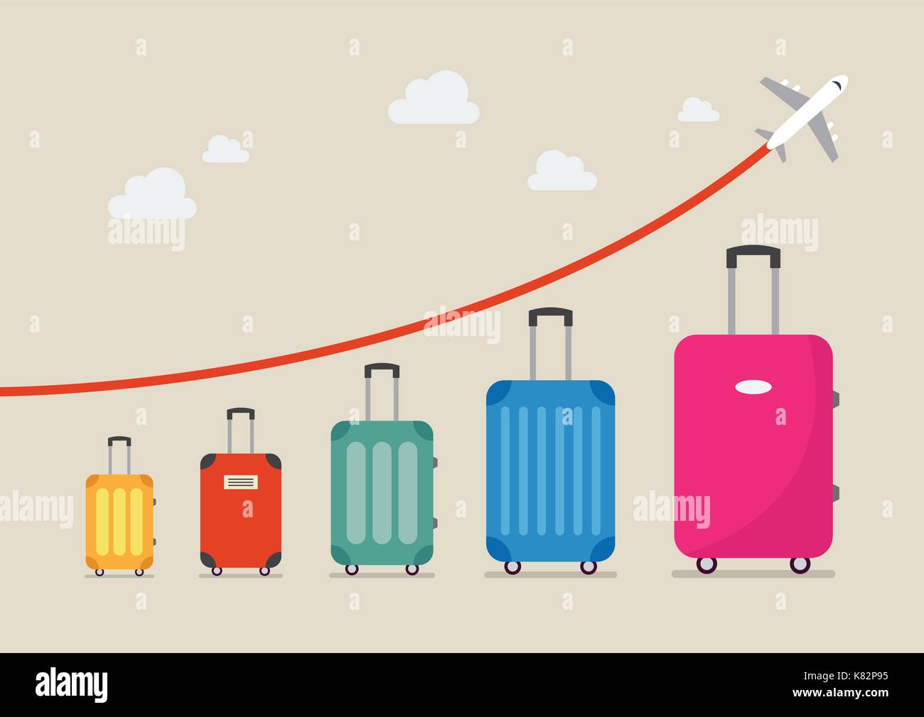 Graph increase in the number of tourists traveling. Vector illustration ...