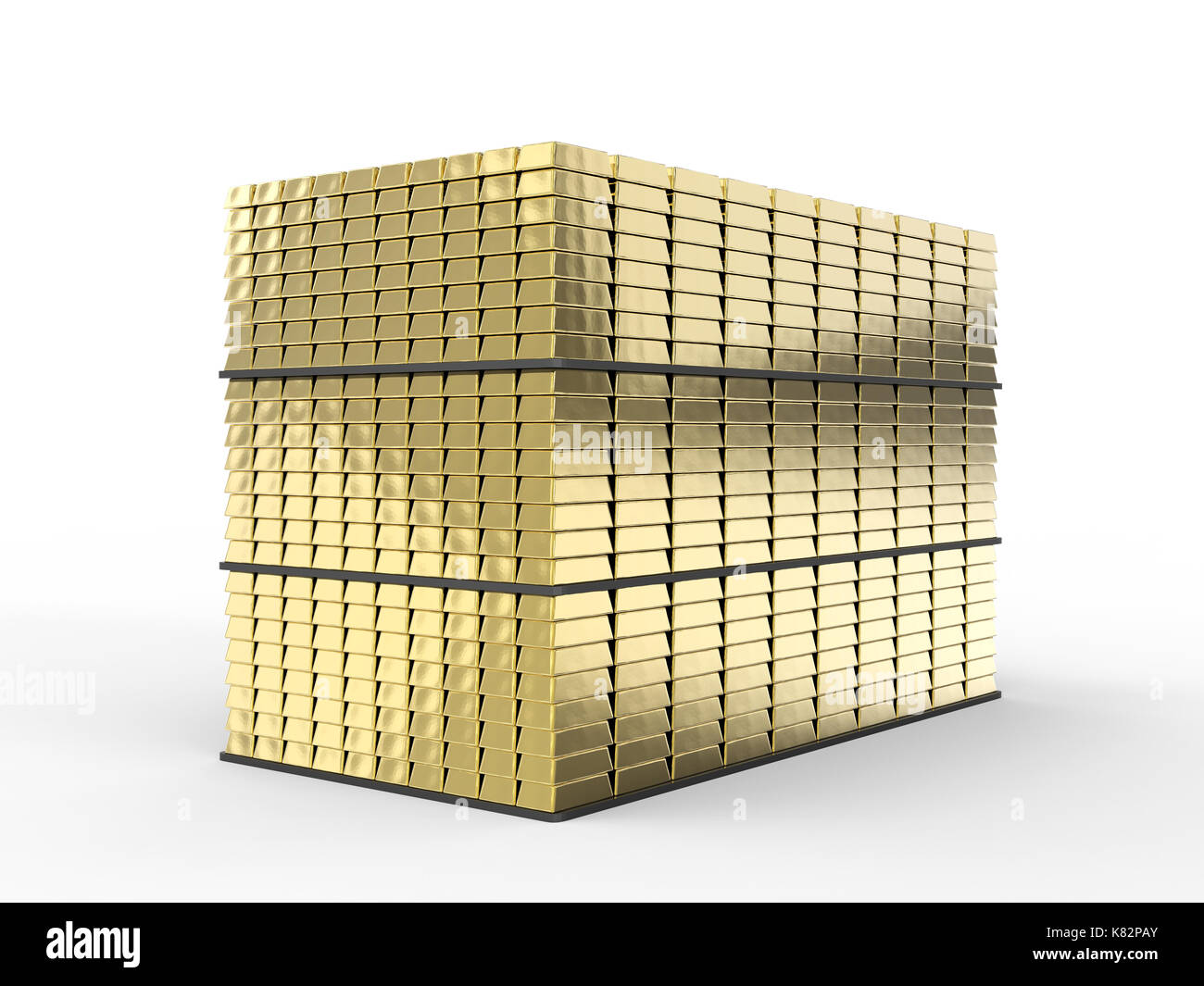 3d rendering heap of gold bullion on white background Stock Photo - Alamy