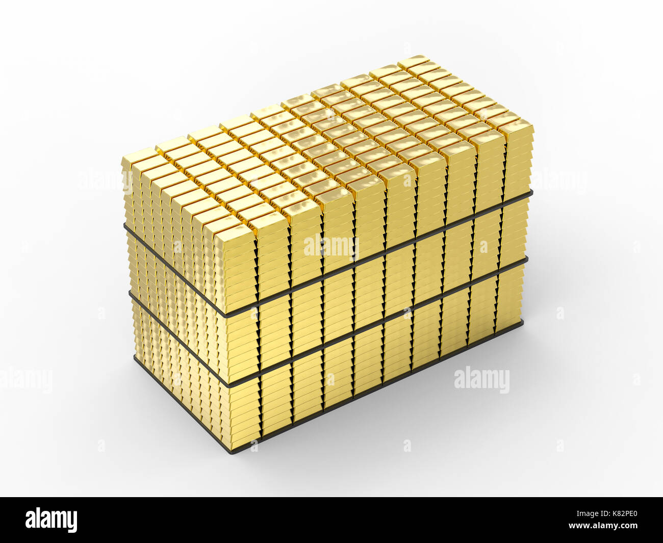 3d rendering heap of gold bullion on white background Stock Photo - Alamy